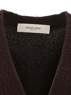 GOLDEN GOOSE Wool Cardigan With A Casentino Effect - Brown