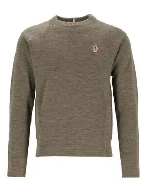 Moncler Wool Sweater With Logo - Gray