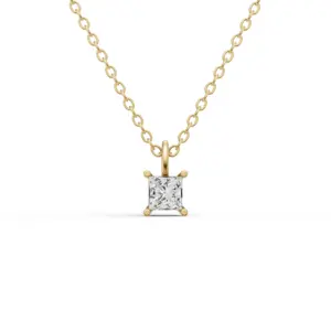 SEREIA OFFICIAL 14k Gold 0.25 Ct Lab Grown Princess Cut Diamond Solitaire Pendant With Bail Gold - Yellow
