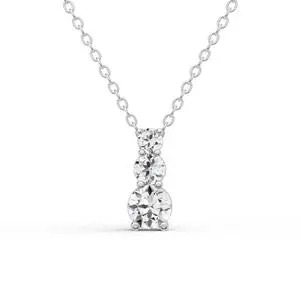 SEREIA OFFICIAL 14k Gold 2 Ct Round Lab Grown Diamond Three Stone Snow Hidden Bail Pendant White Gold - Silver