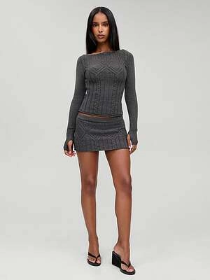 Victoria's Secret Frankies Bikinis Cyprus Cloud Knit Long Sleeve - Grey