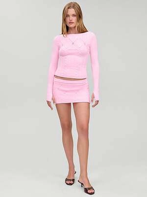 Victoria's Secret Frankies Bikinis Cyprus Cloud Knit Long Sleeve - Pink