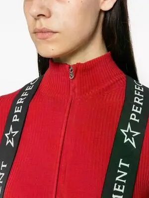 Perfect Moment Ribbed-knit Zip-up Base Layer