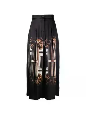 TESSITURA Column-print Wide-leg Trousers - Black