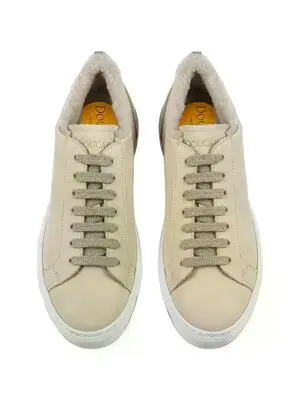 DOUCAL'S Shearling-trim Leather Sneakers