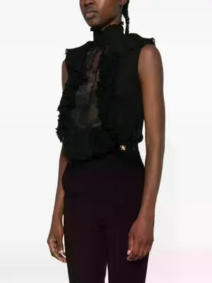 Elisabetta Franchi Ruffled Lace-panel Top
