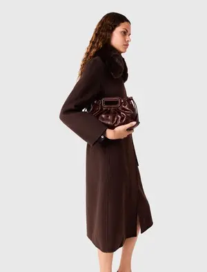 Maje Long Coat With Faux Fur Collar