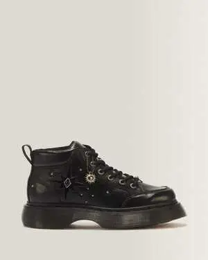 Dr. Martens Buzz Whimsigoth Eye Leather & Velvet Lace Up Boots - Black
