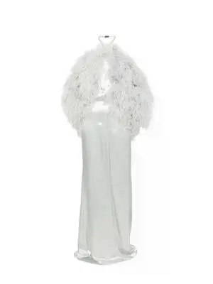 Attico Feather-trim Maxi Dress - Grey
