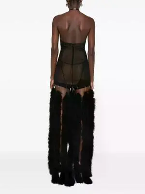 Attico Feather-trim Halterneck Mini Dress