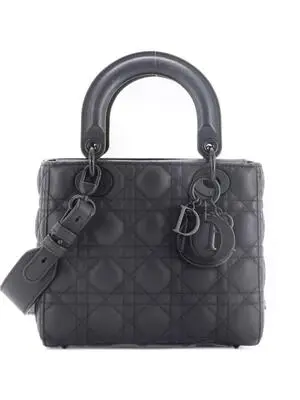 Dior Ultra Matte My Abcdior Lady Bag Cannage Quilt Calfskin Shoulder Bag - Black