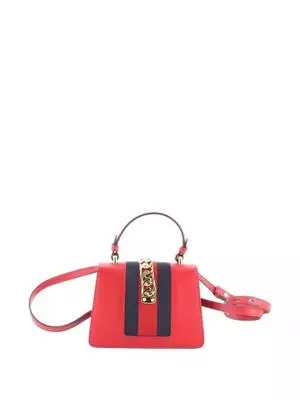 Gucci Sylvie Top Handle Bag Leather Mini Satchel - Red