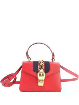 Gucci Sylvie Top Handle Bag Leather Mini Satchel - Red