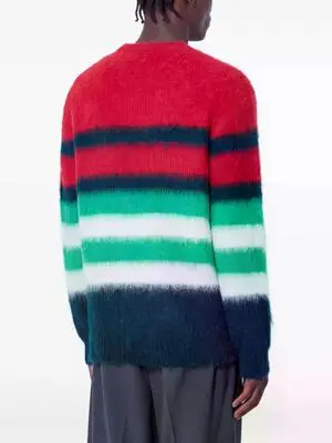 Lacoste Runway Striped Brushed Alpaca Blend Piqué Sweater