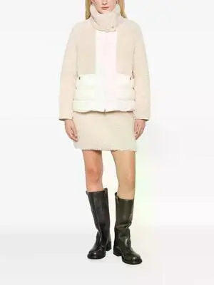 Moncler Glorieux Hooded Teddy Short Down Jacket - Neutrals