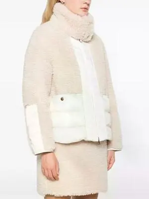 Moncler Glorieux Hooded Teddy Short Down Jacket - Neutrals