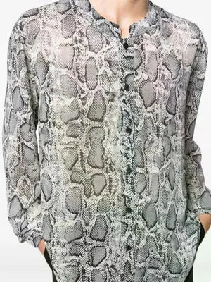 TESSITURA Snake-print Mandarin-collar Shirt