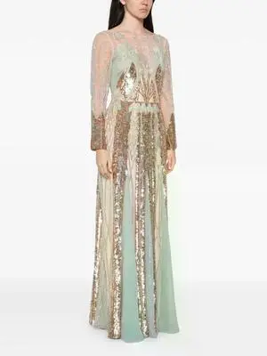 TEMPERLEY LONDON Perseus Tattoo Sequin-embellished Maxi Dress