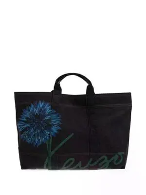 Kenzo Floral-motif Denim Tote Bag - Black