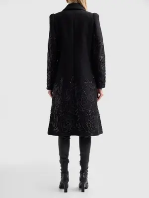 MAISON COMMON Wool Embroidered Evening Coat