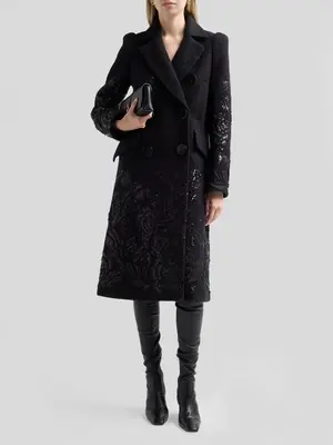 MAISON COMMON Wool Embroidered Evening Coat