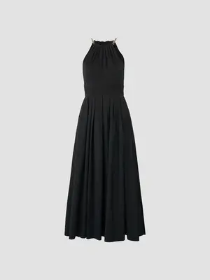 Carolina Herrera Cotton-blend Halterneck A-line Midi-dress