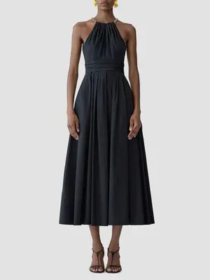 Carolina Herrera Cotton-blend Halterneck A-line Midi-dress