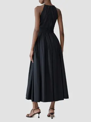 Carolina Herrera Cotton-blend Halterneck A-line Midi-dress
