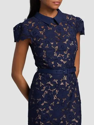 SELF-PORTRAIT Guipure Lace Belted Midi-dress