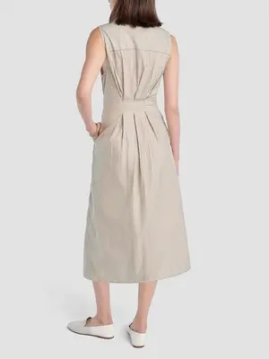 FAVORITE DAUGHTER The Good Behavior Striped Front-tie Midi-shirtdress