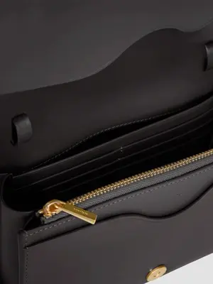 Vince Leather Crossbody Wallet - Black