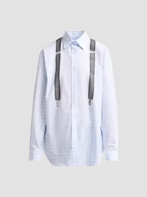 Moschino Suspender Print Check Cotton Shirt