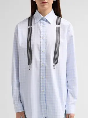 Moschino Suspender Print Check Cotton Shirt