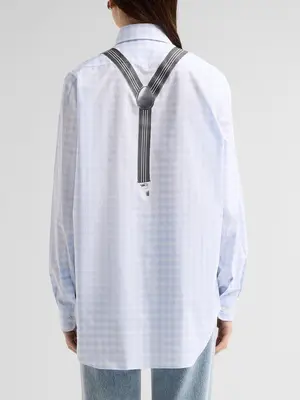 Moschino Suspender Print Check Cotton Shirt
