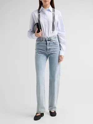 Moschino Suspender Print Check Cotton Shirt