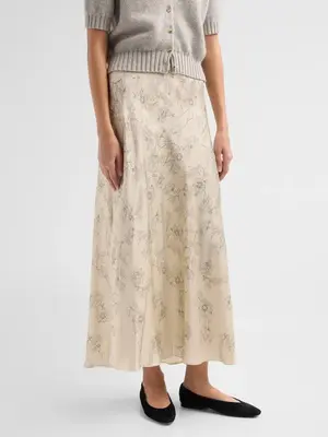 Alberta Ferretti Floral Satin Maxi Skirt
