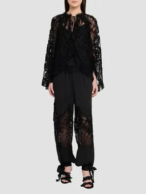 Kobi Halperin Corrine Lace Bow-cuff Pants