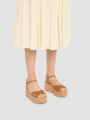 STUART WEITZMAN Dayna 65mm Wedge Leather Sandals