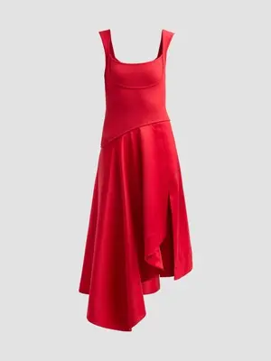 AMUR Scarlet Asymmetric Midi Dress - Ruby Rose
