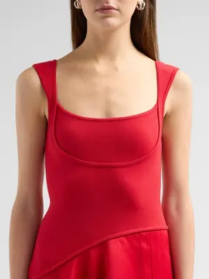AMUR Scarlet Asymmetric Midi Dress