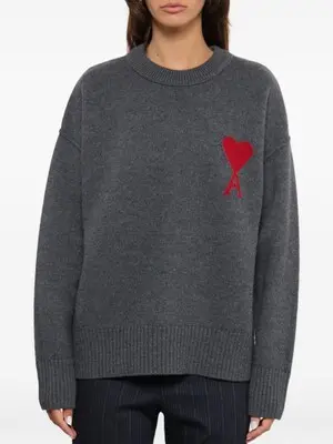AMI Paris De Coeur Wool Crewneck Sweater