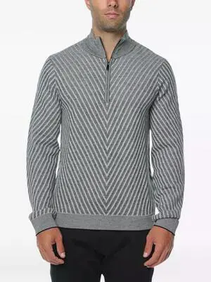 Emporio Armani Chevron-knit Half-zip Pullover