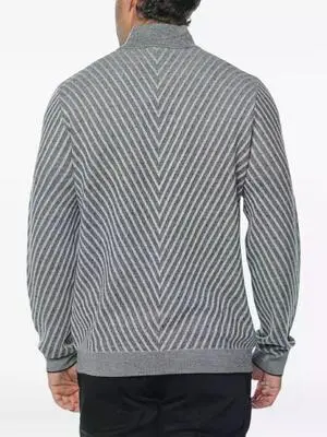 Emporio Armani Chevron-knit Half-zip Pullover