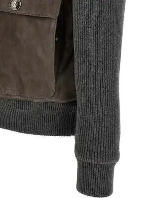 Brunello Cucinelli Suede And Wool Jacket - Gray