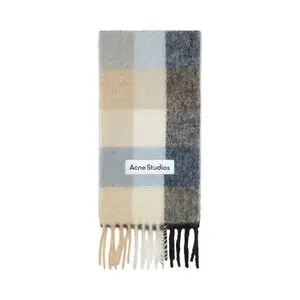 Acne Studios Mohair Checked Scarf /beige/black - Blue
