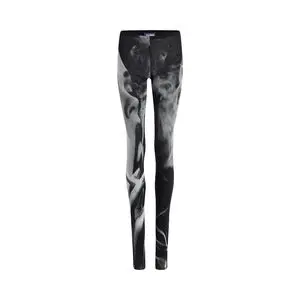 JEAN PAUL GAULTIER Mesh Flare Pant Printed "smoking Women" /grey/white