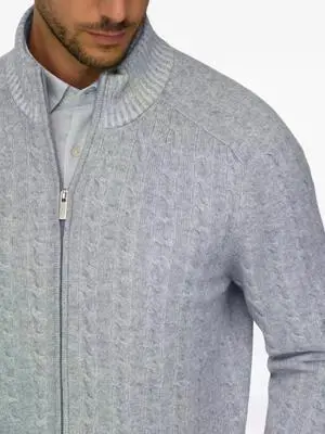 Boggi Milano Roll Neck Jumper Full-zip Cashmere Wool Plated