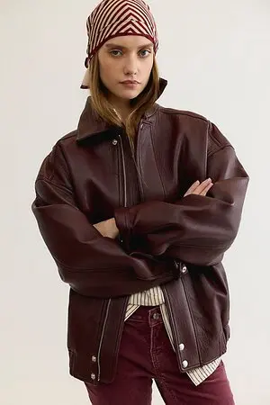 AGOLDE Ona Vegan Leather Bomber Jacket - Fallun