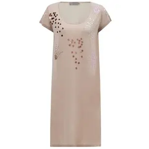 PERALUNA Neutrals Sequin Embroidered Fine Knitwear Dress