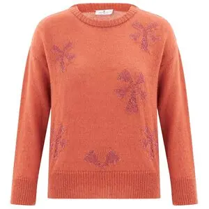 PERALUNA Glittery Mill Patterned Alpaca Blend Knitwear Pullover Dark Salmon - Pink